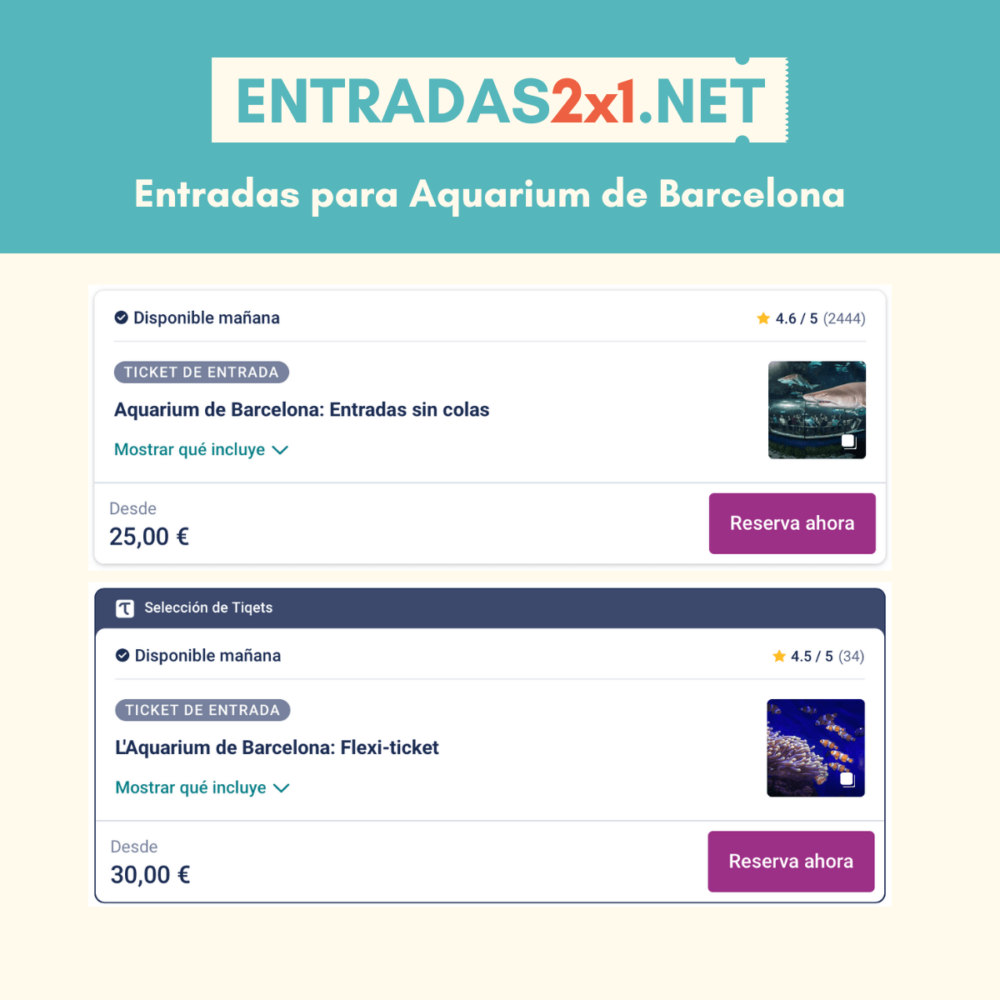 Entradas Aquarium Barcelona 2x1 Baratas > Precio 2023, Descuentos ...