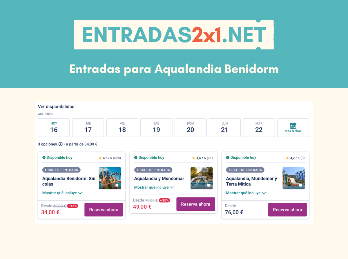Entradas Aqualandia 2x1 Benidorm Baratas > Precio 2023, Descuentos, Ofertas, Códigos Promo
